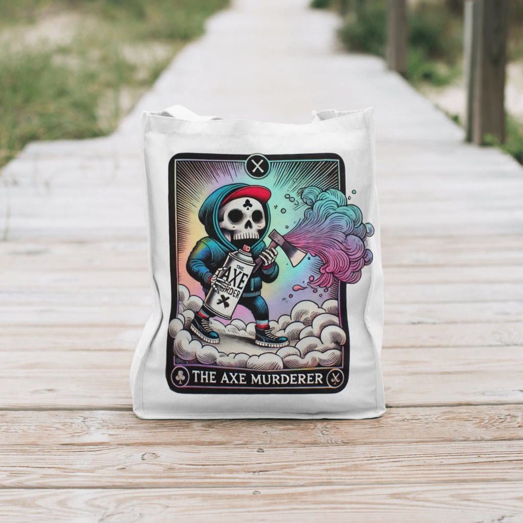 The AXE Murderer Funny Tarot Card PNG, Sarcastic Spray Skeleton Skull ...