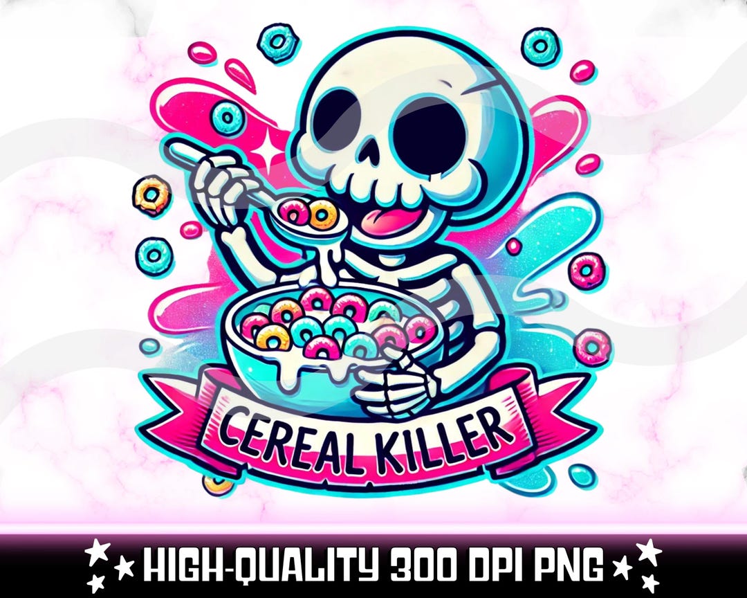 Cereal Killer PNG, Sarcastic Skeleton, Cute Skelly Clipart, True Crime ...