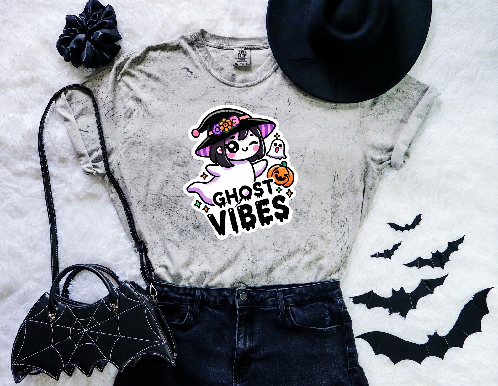 Ghost Vibes PNG, Cute Girl Clipart, Spooky Halloween Sublimation Design ...