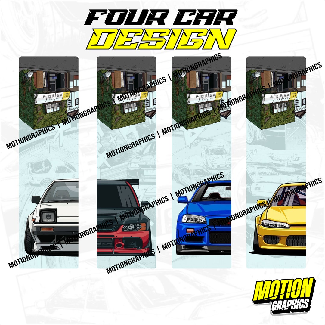 Editable Bookmark Design JDM Cars - Etsy