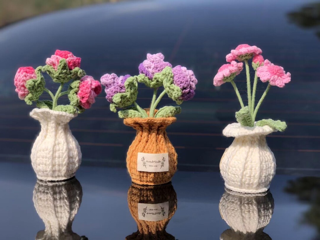 Crochet Flowers in Vase Plushies, Housewarming Home Decor, Gift for Her ...