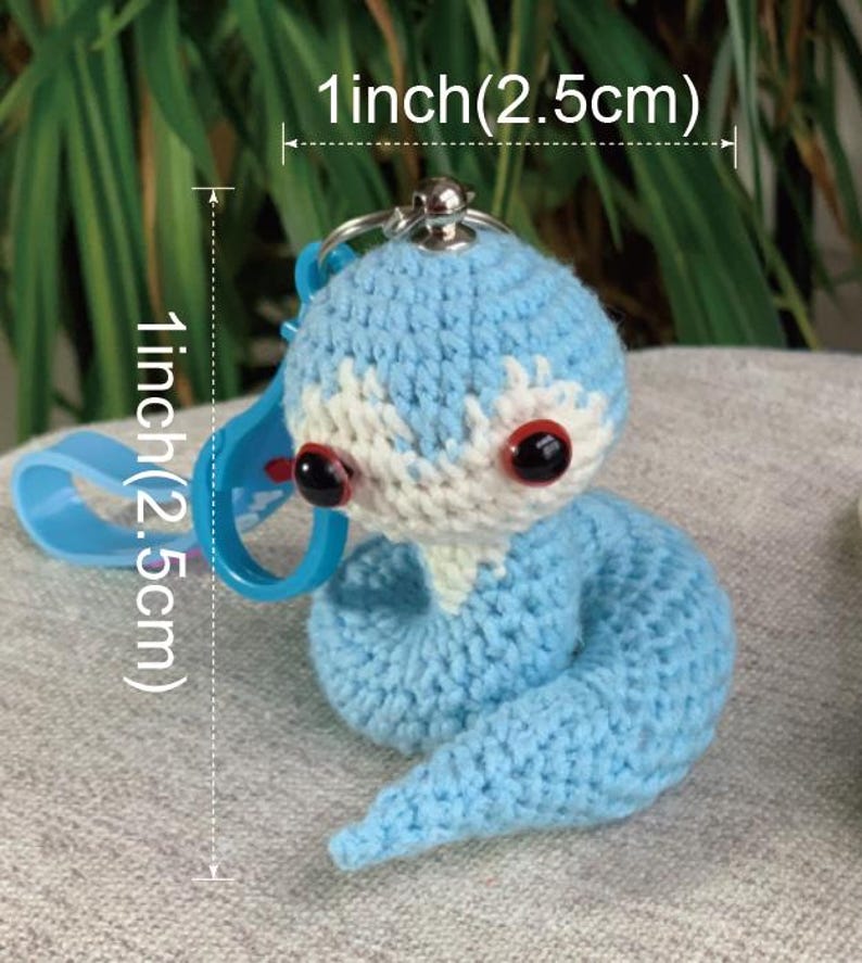 Crochet Snake Keychain, Mini Snake Plushie, Snake Handmade Art, Snake ...