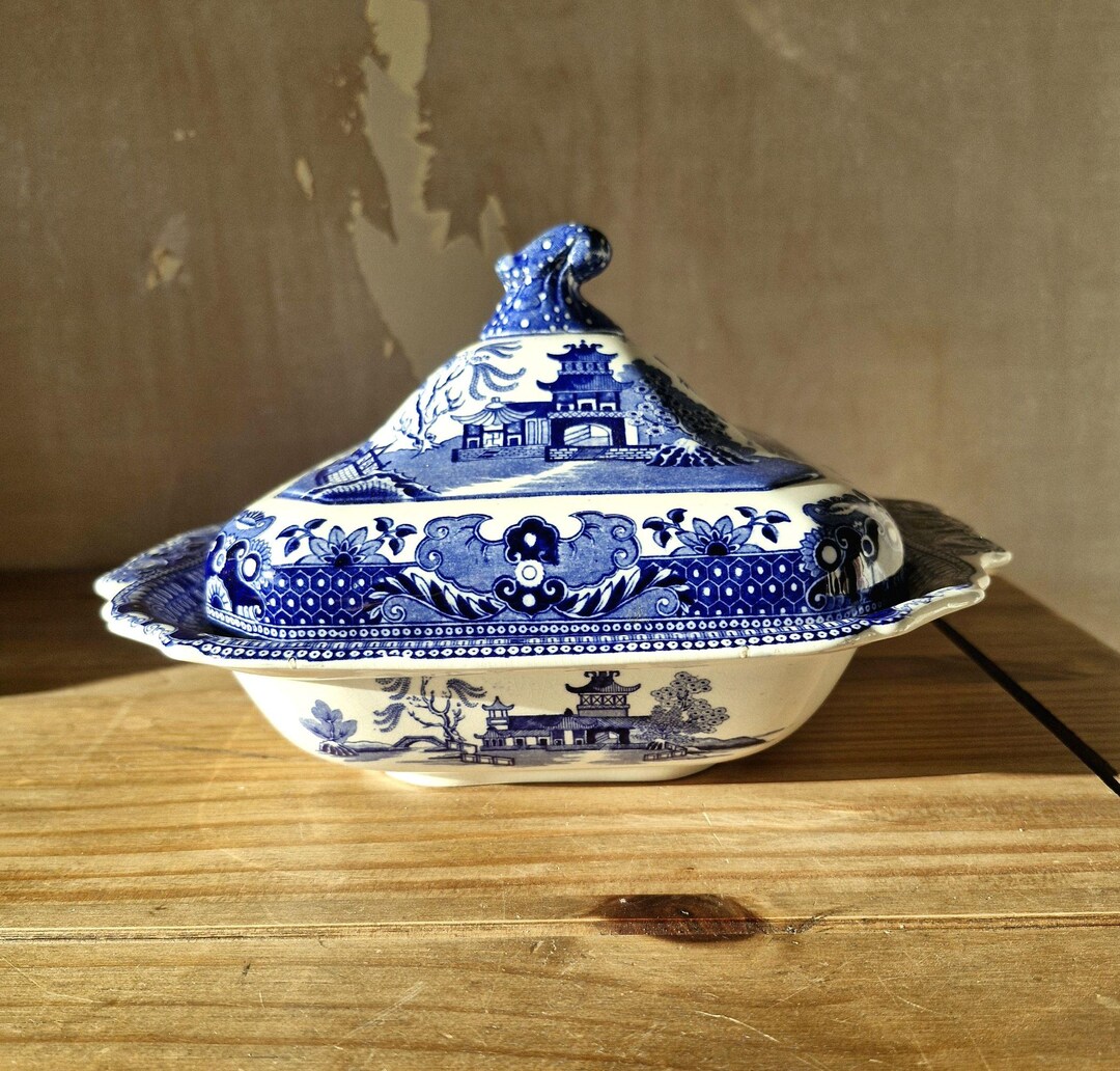 Vintage 1930s Burleigh Willow Pattern Tureen, Blue Transferware - Etsy