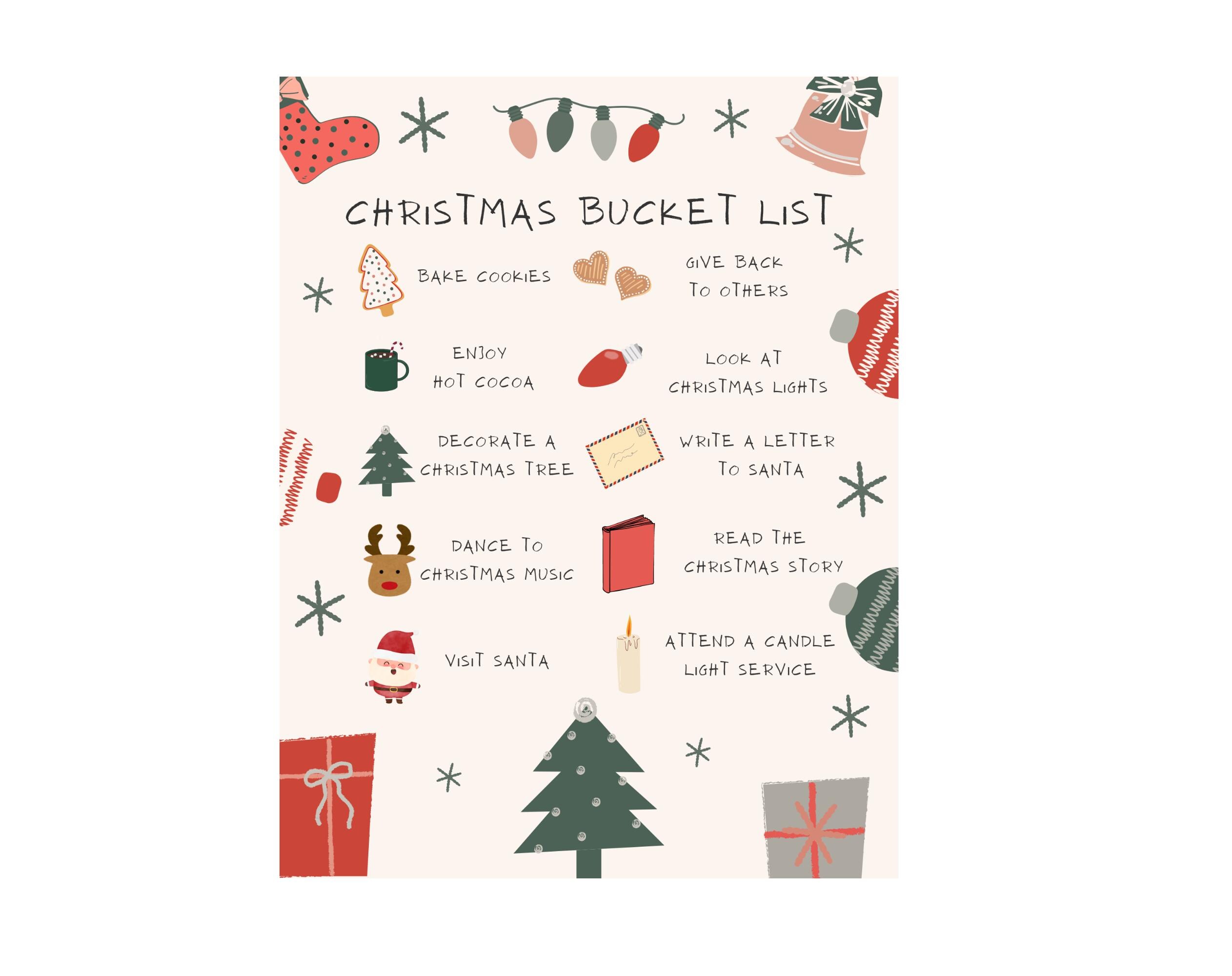 Christmas Bucket List, Winter Bucket List, Family Holiday List, Fully ...