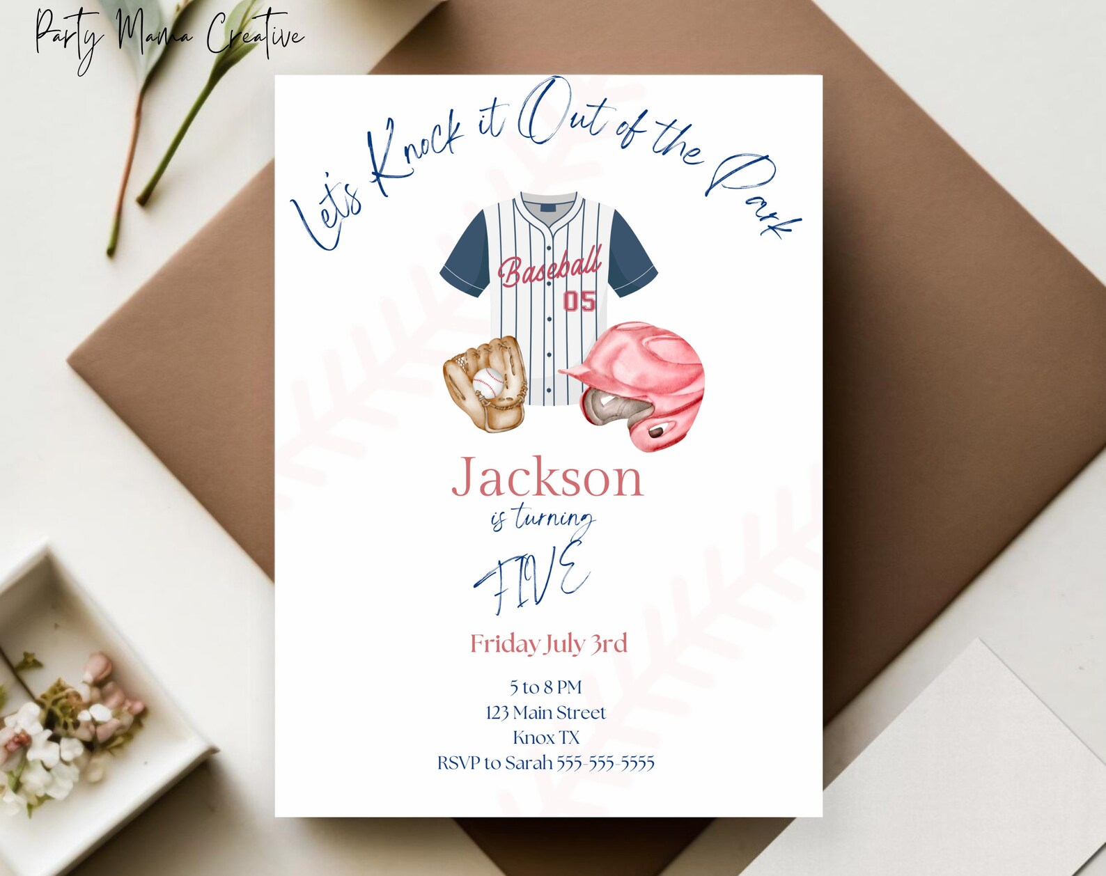 Let's Knock It Out of the Park Baseball Birthday Digital Template ...