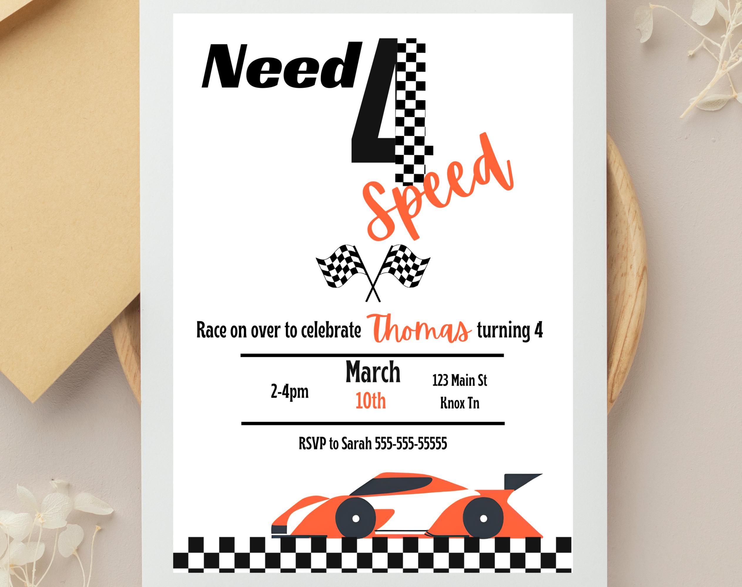 Need 4 Speed Race Car Invitation. Need Four Speed, Birthday Invitation ...