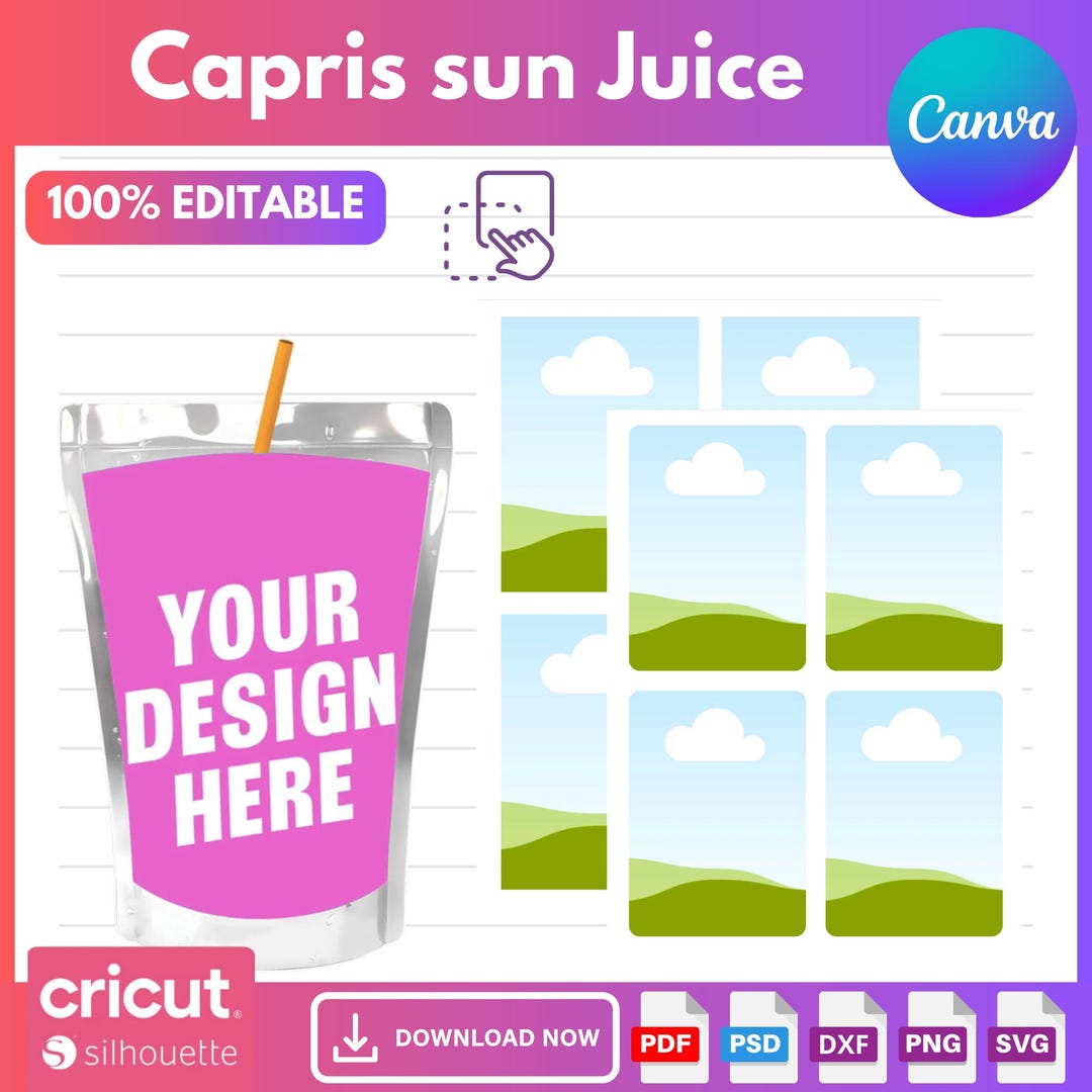 Capri Sun Template SVG Template, Blank Capri Label, Juice Pouch Label ...