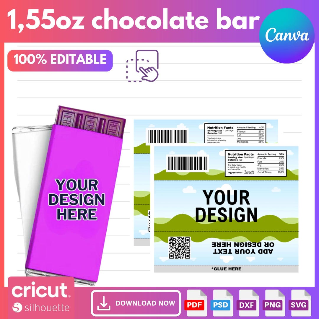 1.55 Oz Chocolate Bar Packaging Template, Chocolate Wrapper Label ...
