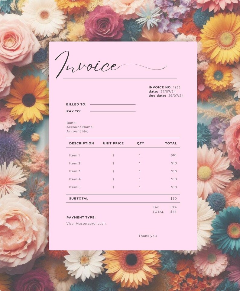 Invoice. Aesthetic Invoice Template for Small Bussinesses: for Example ...
