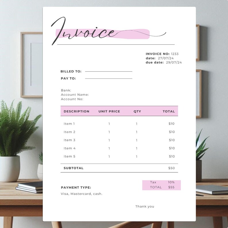 Invoice Template Aesthetic. - Etsy