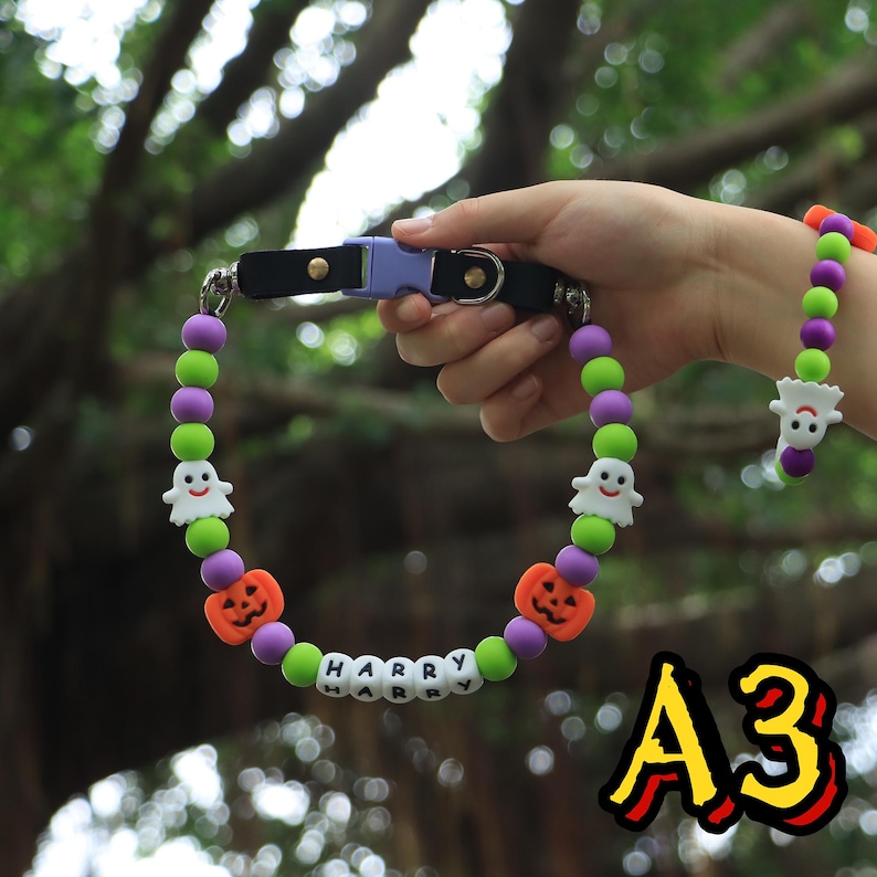 Halloween Themed Personalized Dog Collar，beaded Dog ,handmade Leather ...