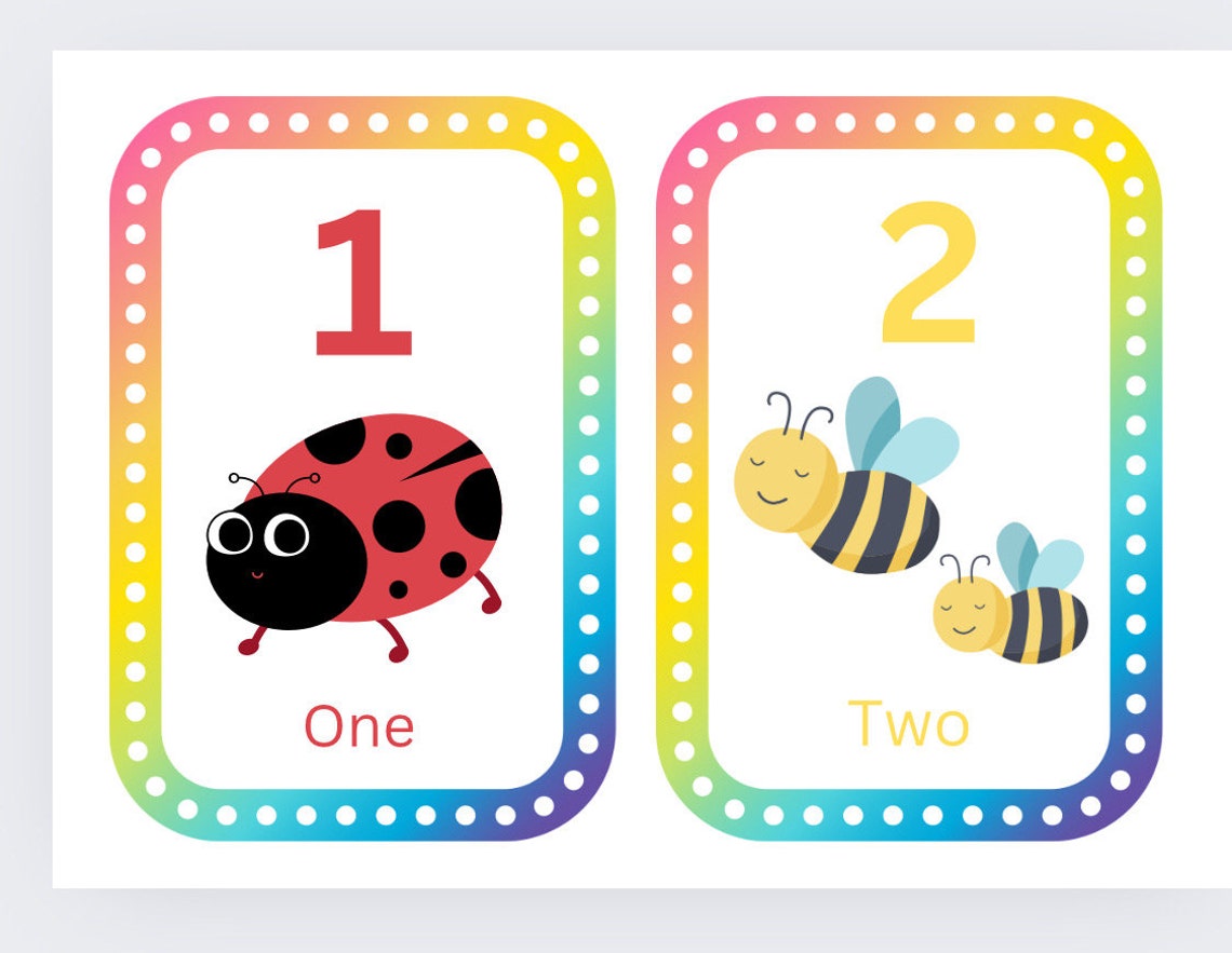 Number 1-10 Flashcards. Large Flashcards. 2 per A4 Sheet. for Use in ...