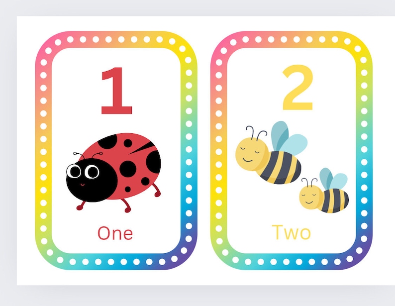 Number 1-10 Flashcards. Large Flashcards. 2 per A4 Sheet. for Use in ...