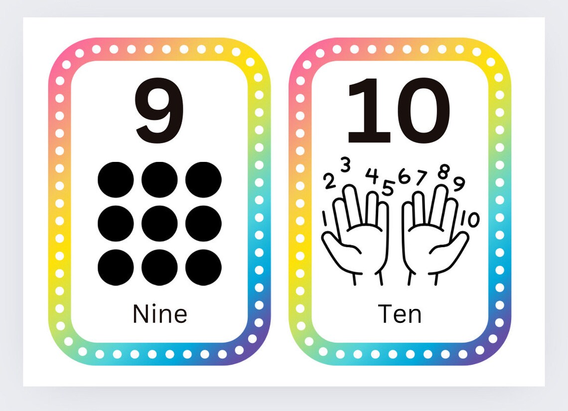 Number 1-10 Flashcards. Large Flashcards. 2 per A4 Sheet. for Use in ...