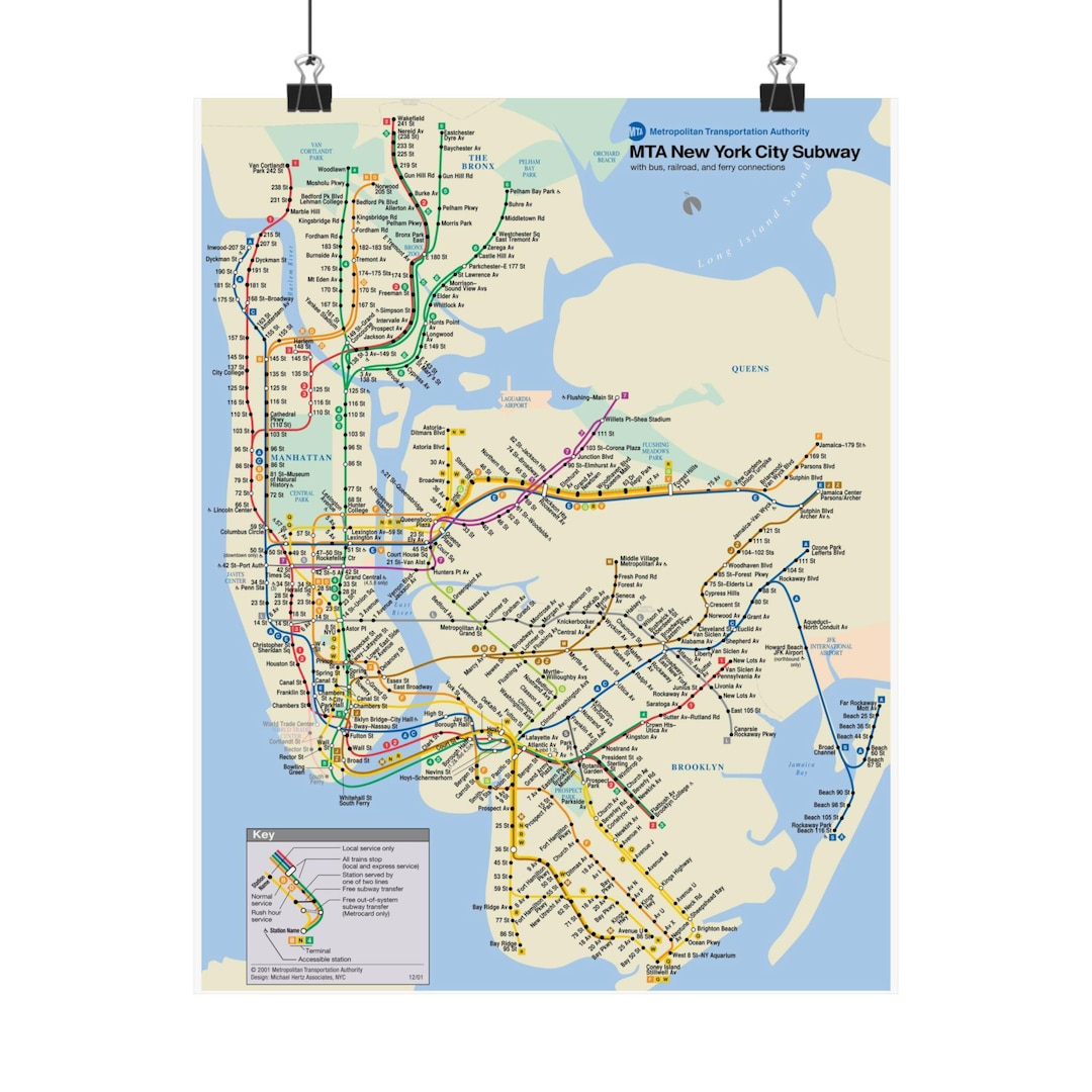 MTA NYC Subway Map Poster December 2001 (3 Months After 9/11) - Etsy