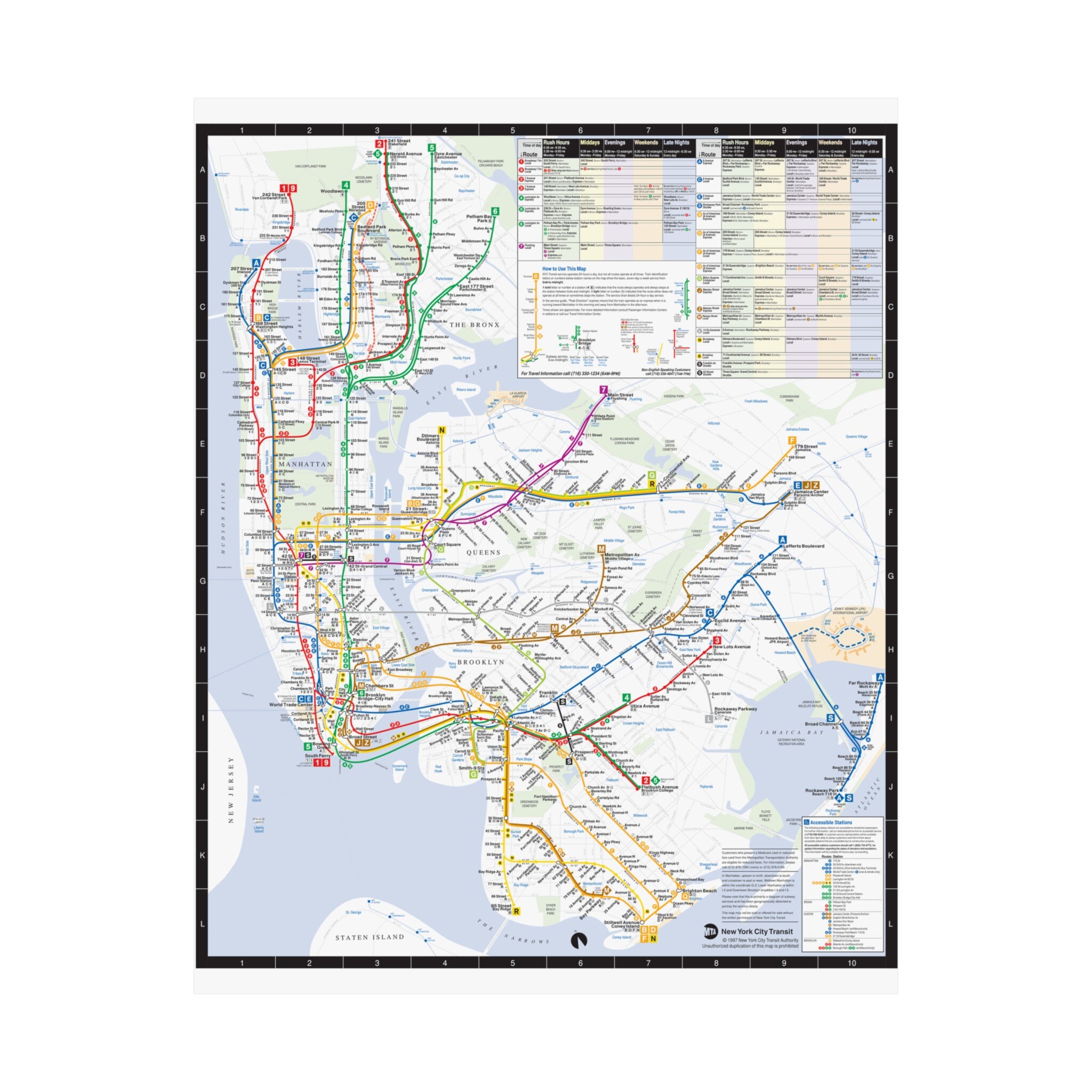 MTA Subway Map 1997 Matte Vertical Posters - Etsy