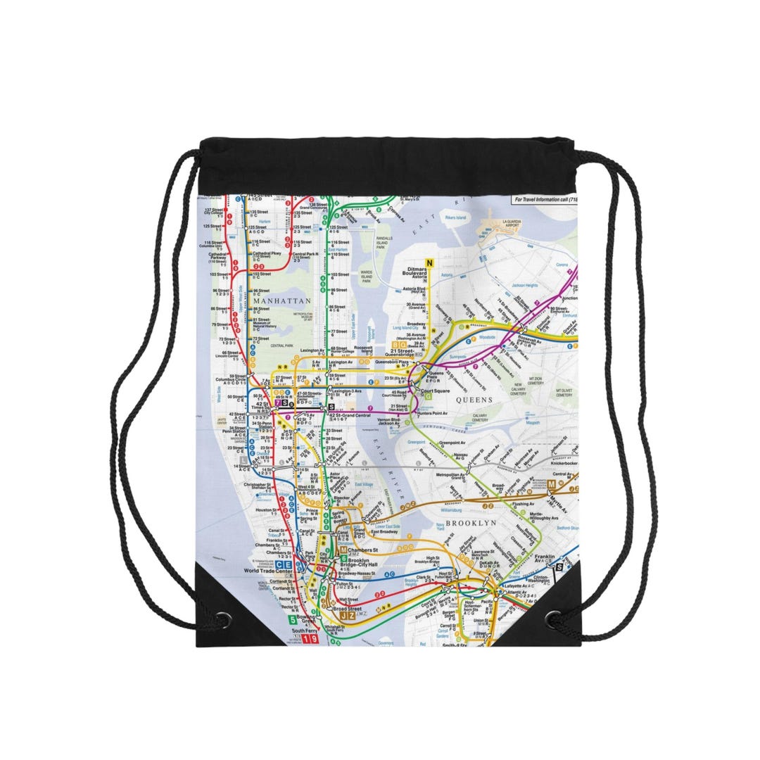 NYC 1997 Subway Map Drawstring Bag | Travel Tote, Gym Sack, Custom Bag ...