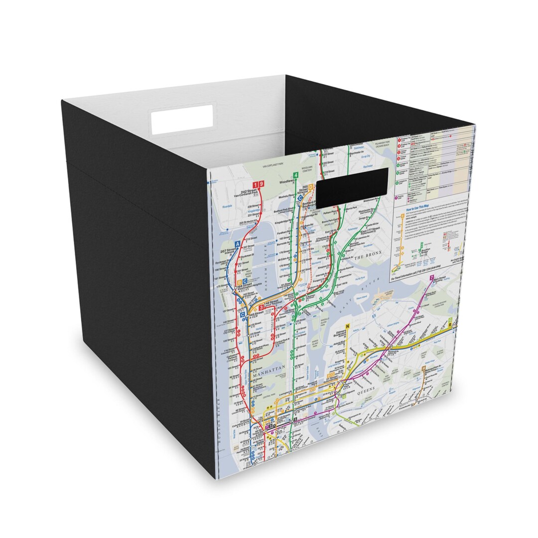 NYC Subway Map Print Felt Storage Box, Organization Basket, Home ...