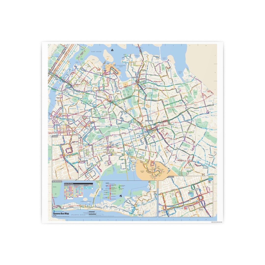 MTA May 2006 Queens Bus Map Artistic Map Wall Poster, Vintage Home ...