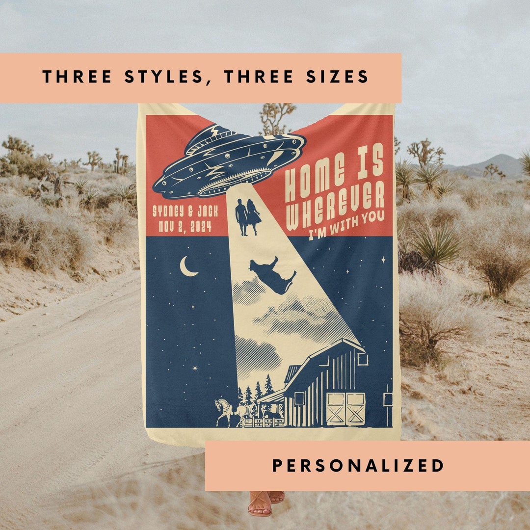 Personalized Alien UFO Wedding Blanket: Vintage Movie Poster Throw - Etsy