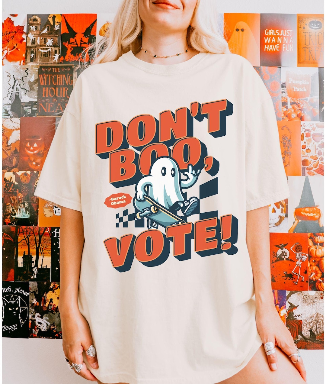 Don't Boo Vote Ghost Skateboard Halloween Election Shirt Funny ...