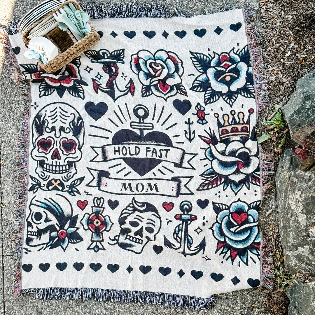 Tattoo Flash Woven Cotton Blanket: Traditional Style Throw - Etsy