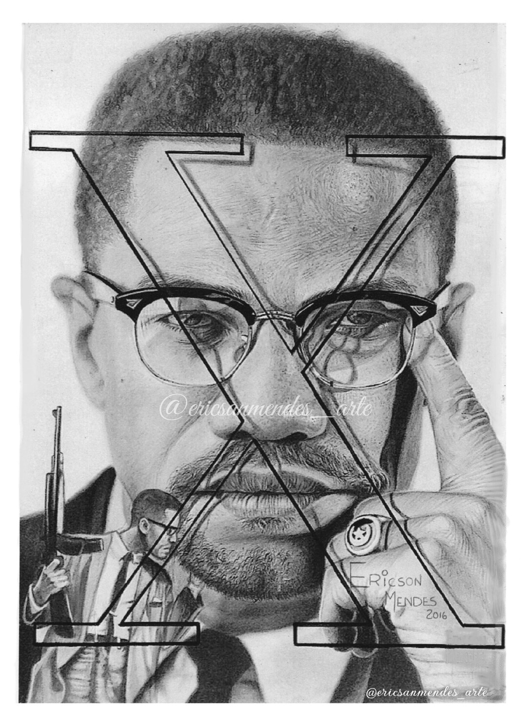 Malcolm X Pencil Drawing. Authentic Copy for Printing. Art for Collection, Decorative Frame - Etsy