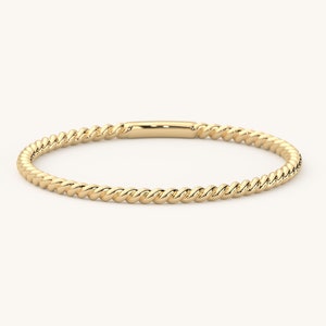 Thin Stacking Rope Ring, Infinity Loose Twisted Skinny Wedding Band ...