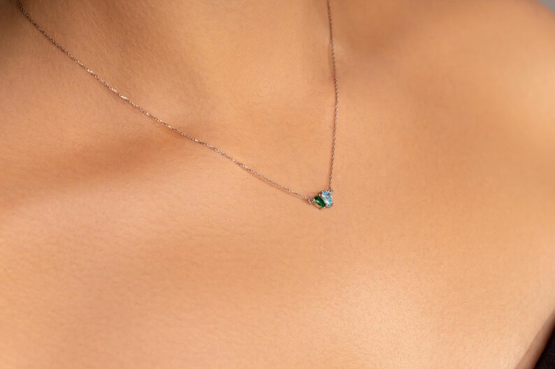 Couple Birthstone Matching Heart Necklace, Personalizable Two ...