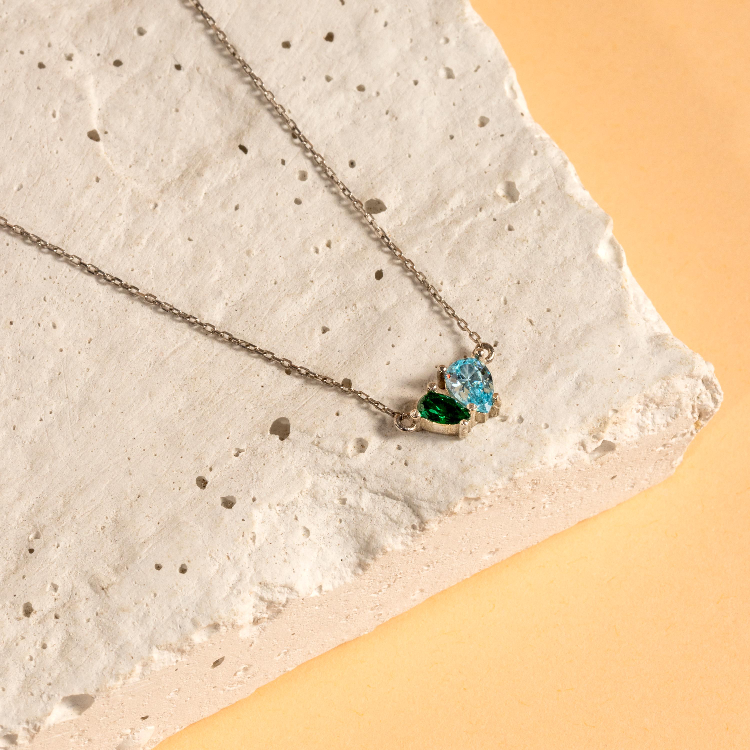 Couple Birthstone Matching Heart Necklace, Personalizable Two ...