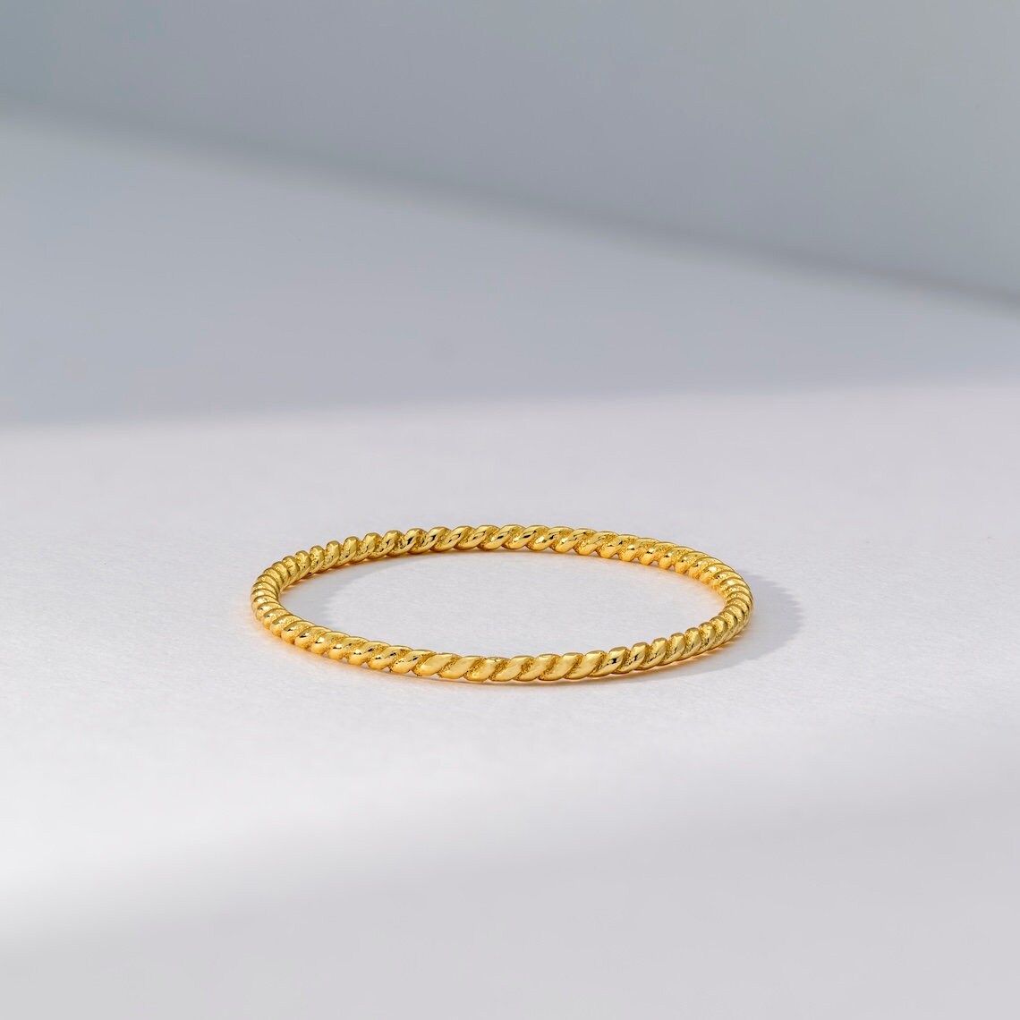 Thin Stacking Rope Ring, Infinity Loose Twisted Skinny Wedding Band ...