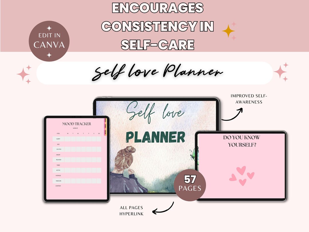 Self Love Planner Clickable Digital Planner Positive Mindset ...