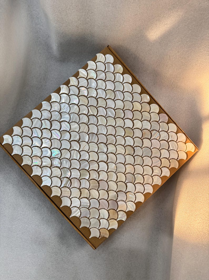Handmade Fish Scale Mother of Pearl Mosaic Tile Natural Blush Rosy ...