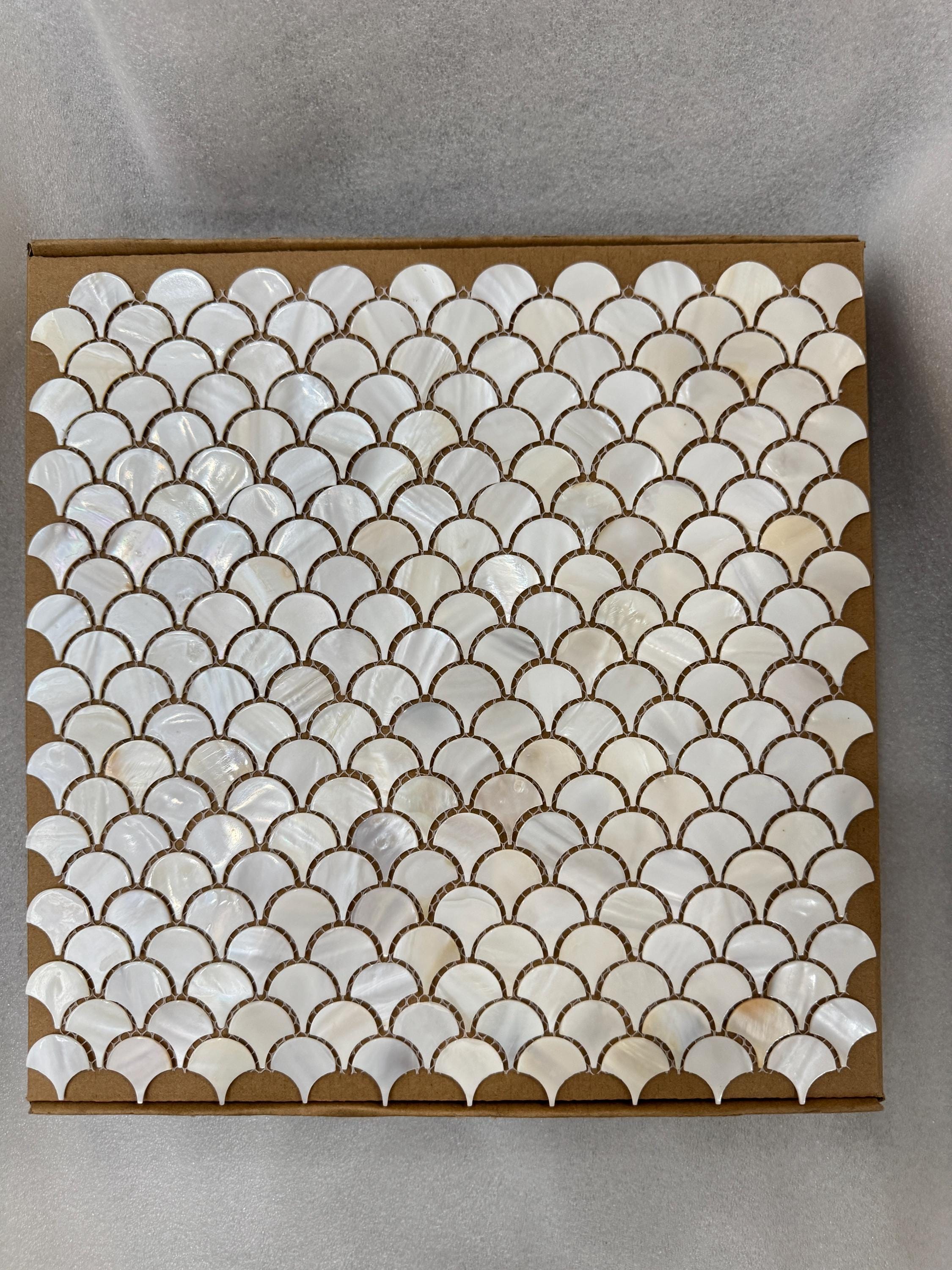 Handmade Fish Scale Mother of Pearl Mosaic Tile Natural Blush Rosy ...