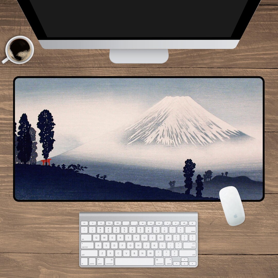 Mt Fuji Tori Gate Desk Mat, Vintage Mt Fuji Japanese Art Mousepad ...