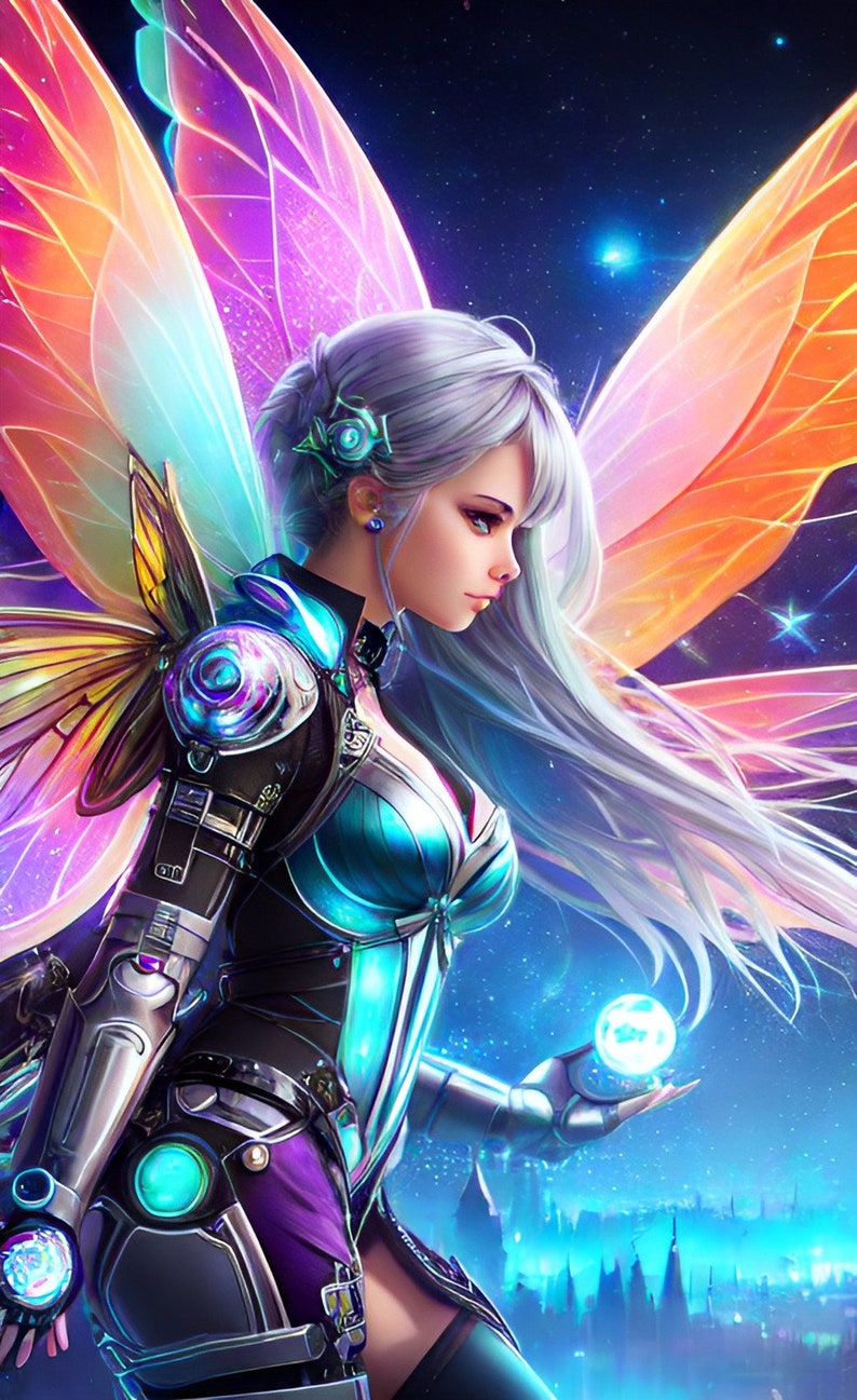 Ai-generated Images of Fairies in Futuristic and Cybernetic Costumes ...