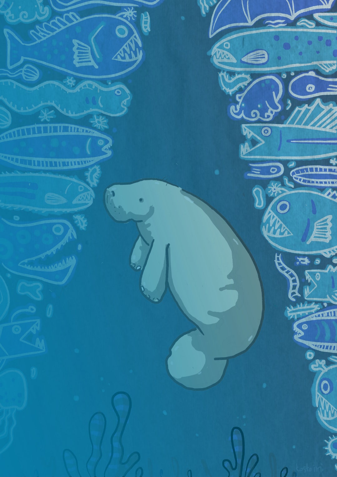 Plenty of Fishes in the Sea. Some of Them Are Benthopelagic. Manatee ...
