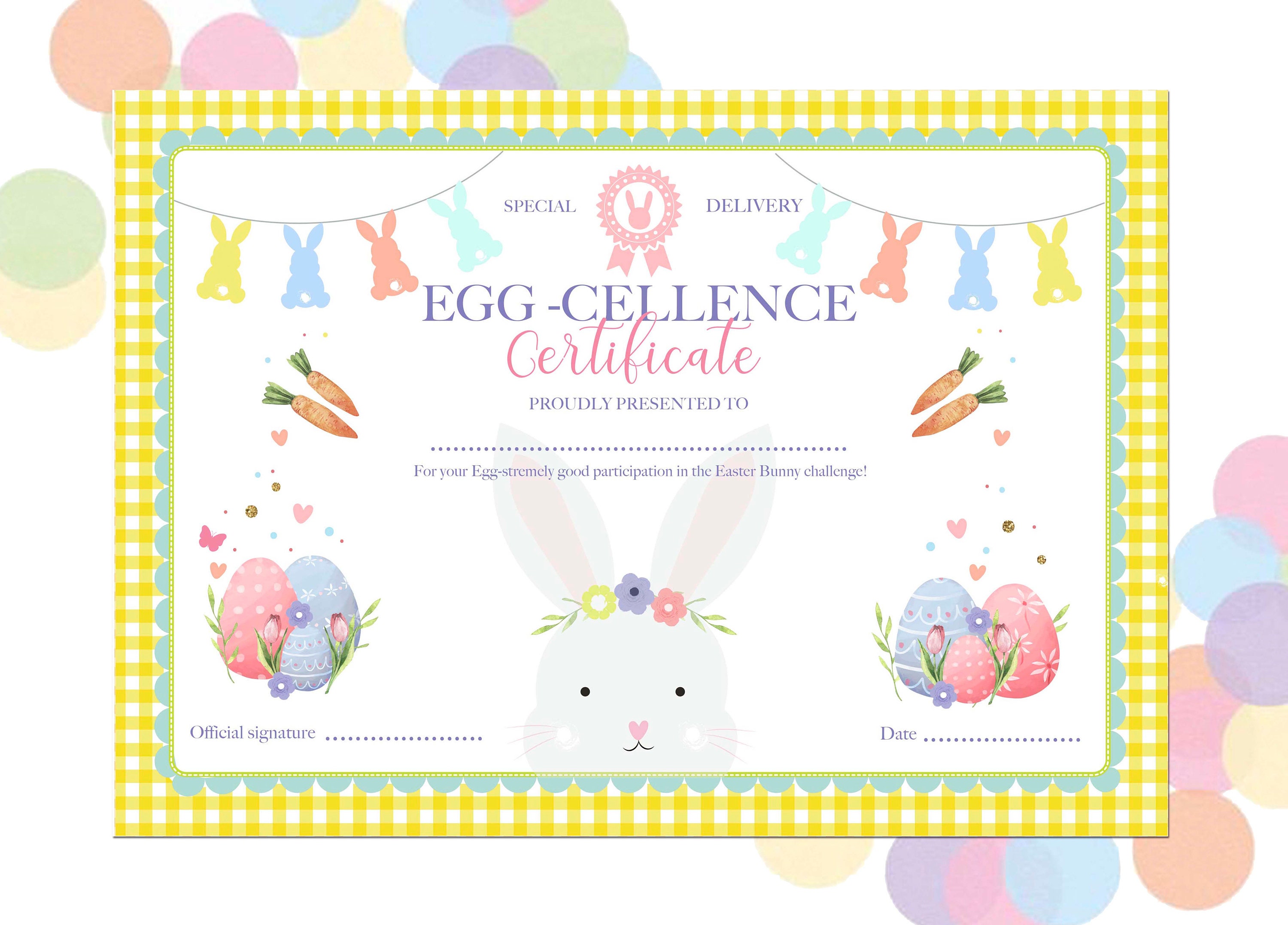 Egg-cellence Printable Certificate Just Perfect for Easter Download ...