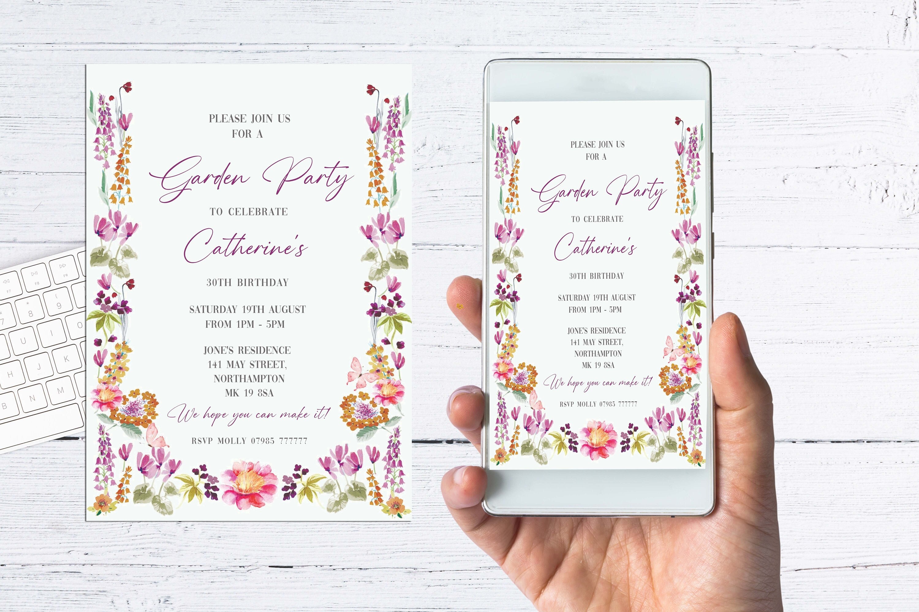 Botanical Garden Party Invitation - Personalised and Ready to Send in ...