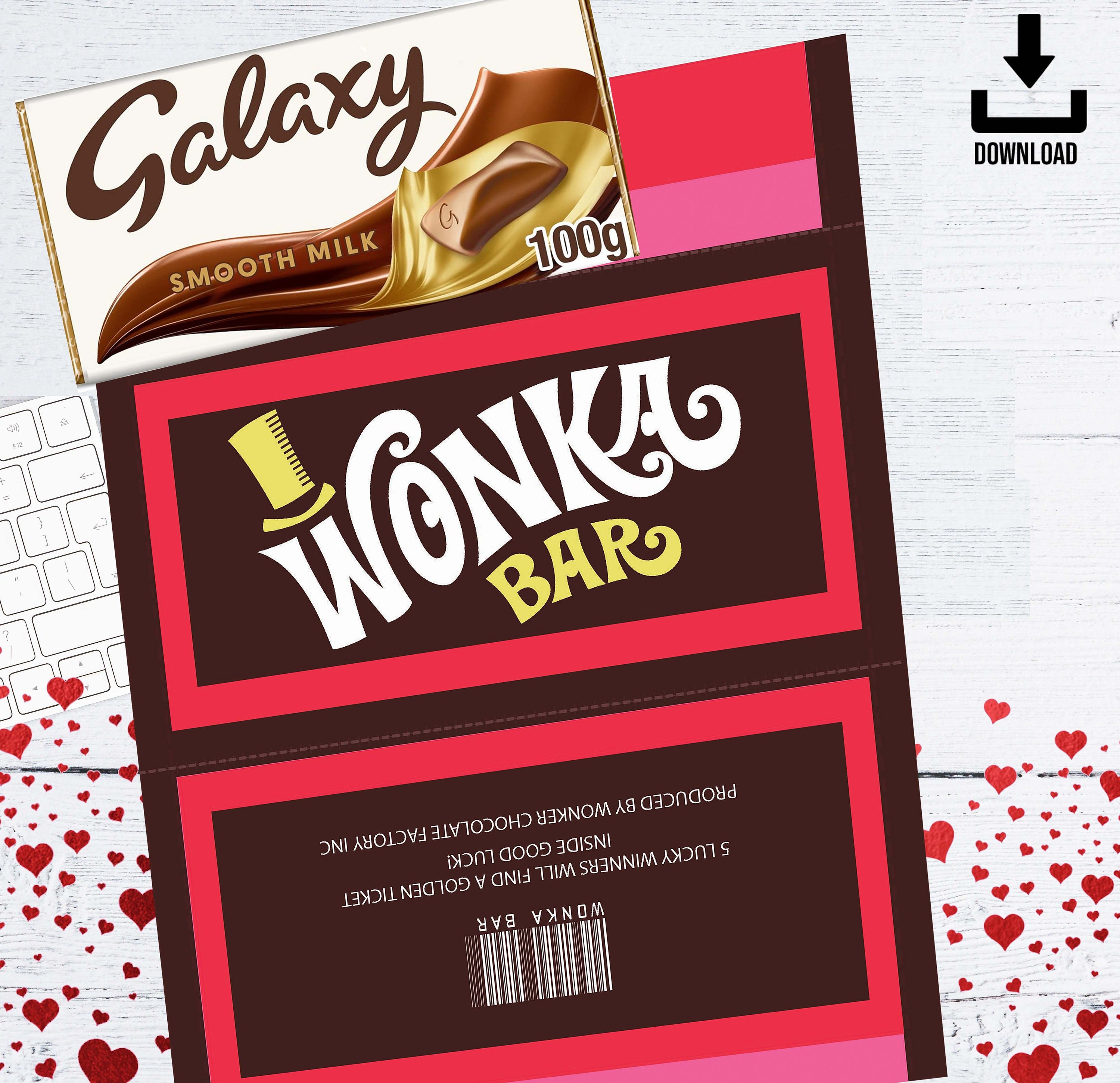 100g Wonka Bar Chocolate Wrapper Template, Galaxy Chocolate Bar Design ...