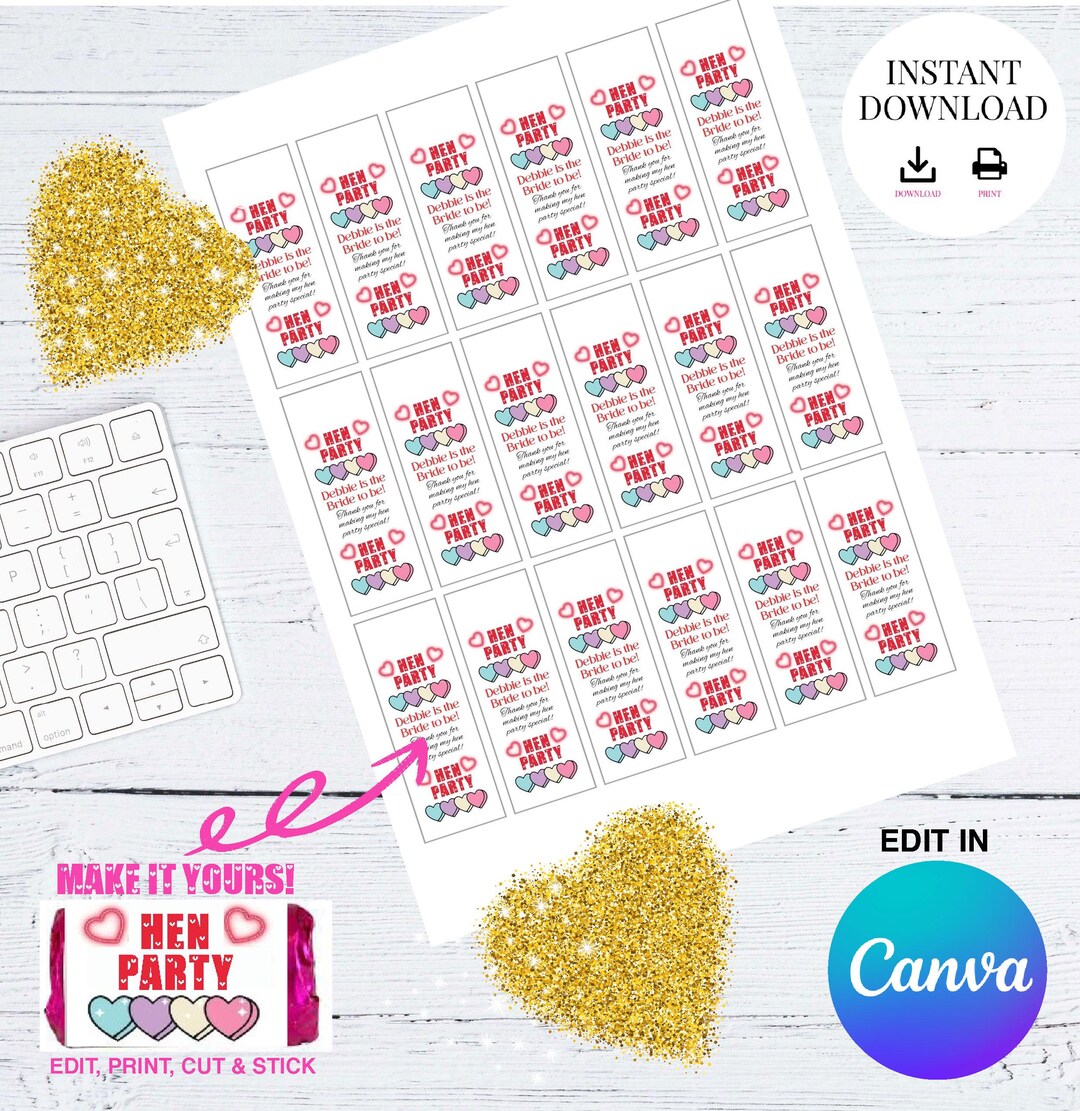 Personalised Mini Love Heart Sweet - Wrappers Only - Hen Party Favours ...