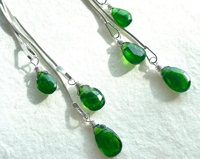 Dripping With Chrome Diopside Tassel Earrings, Natural Chrome Diopside ...