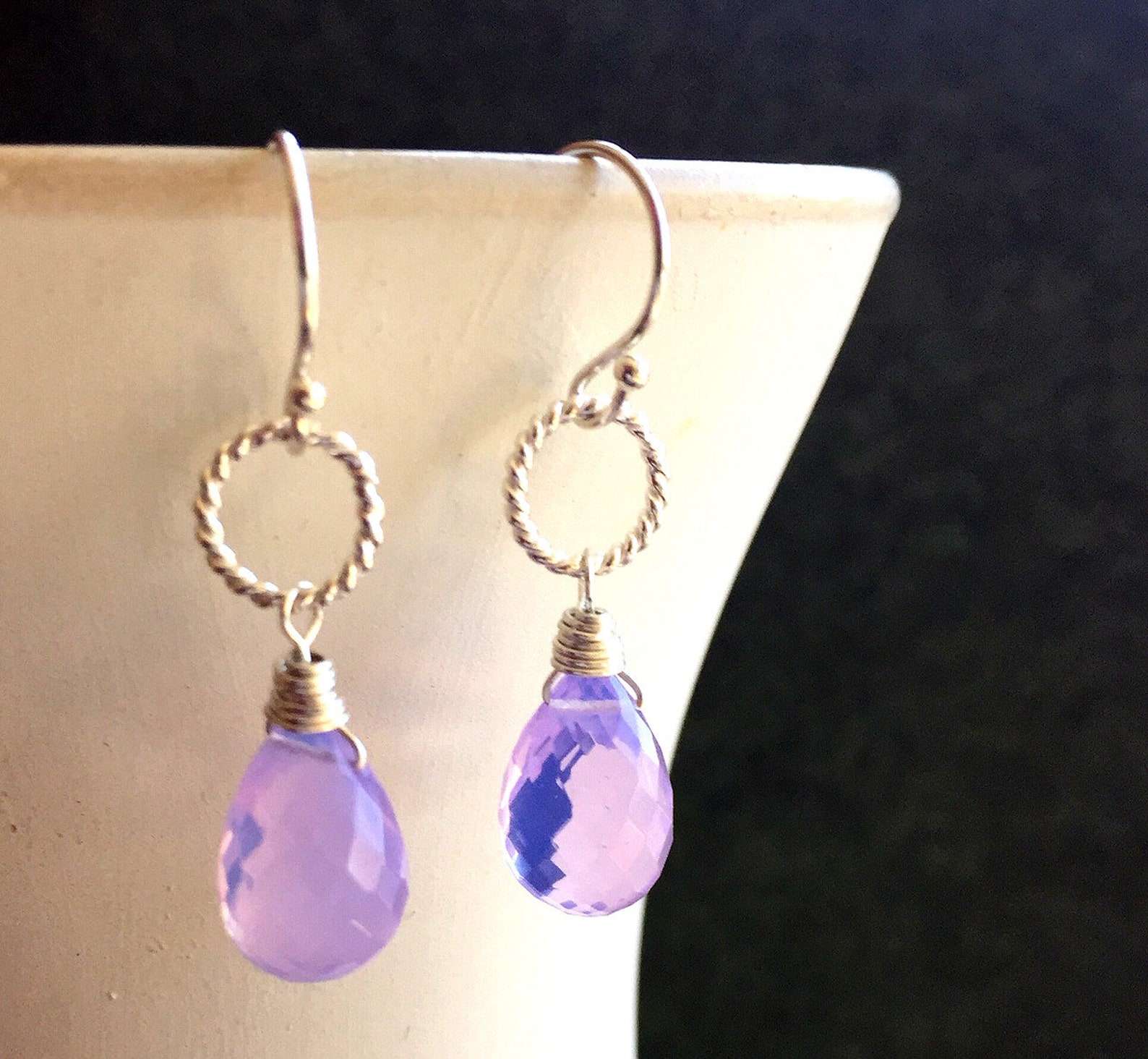 Lavender Scorolite Moon Quartz Teardrop 12mm Stone Earwire | Etsy