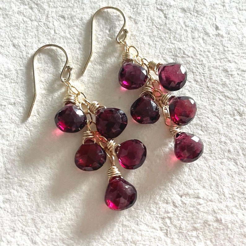 Garnet Dream Rhodolite Garnet Cascade Earrings Christmas - Etsy