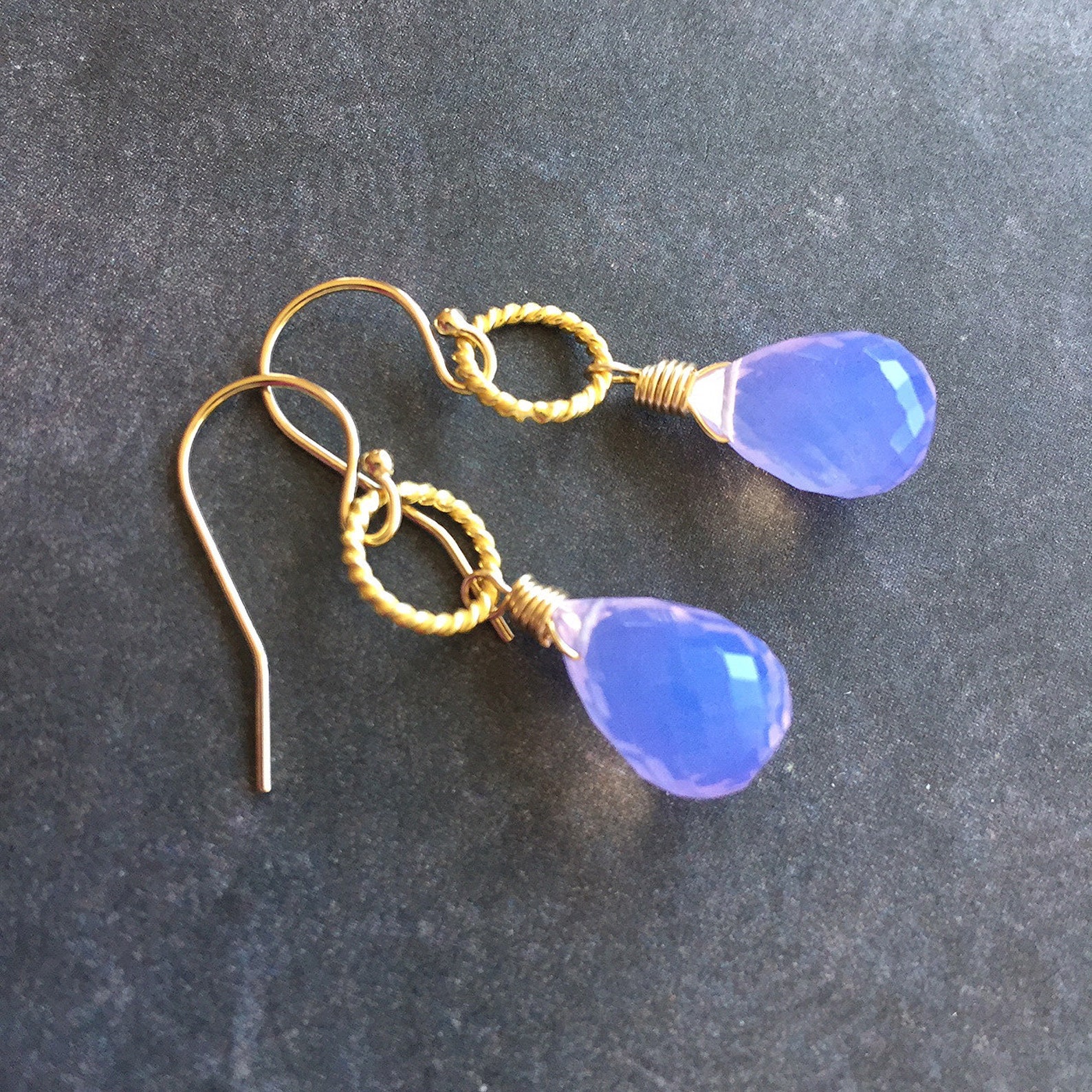 Lavender Scorolite Moon Quartz Teardrop 12mm Stone Earwire | Etsy