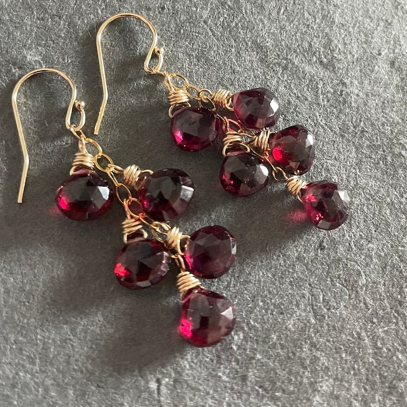 Garnet Dream Rhodolite Garnet Cascade Earrings Christmas - Etsy