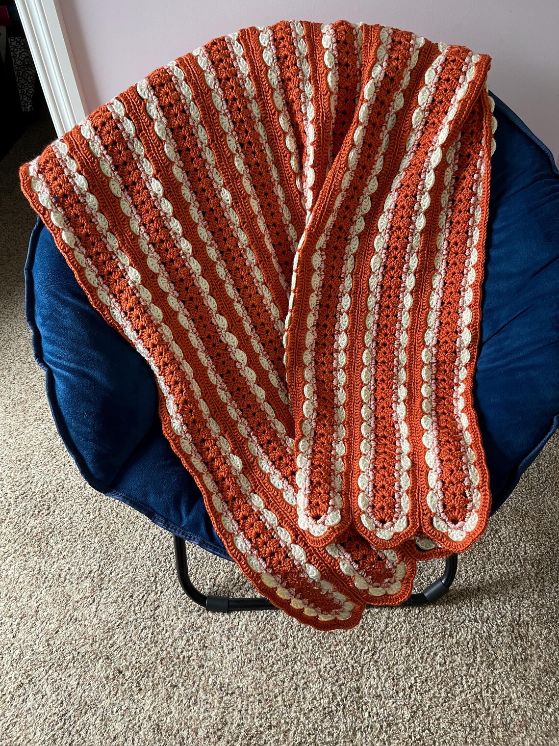 Crocheted Throw Burnt Orange Color - Etsy