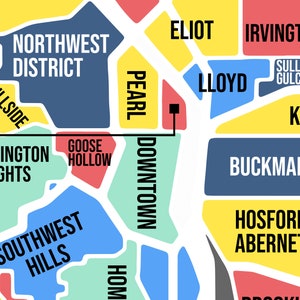 Map of Portland Oregon with Neighborhoods - Etsy