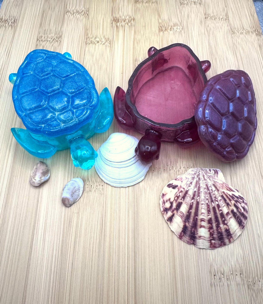 Resin Sea Turtle Trinket Box - Desk Caddy Organizer, Cute Pill Holder ...