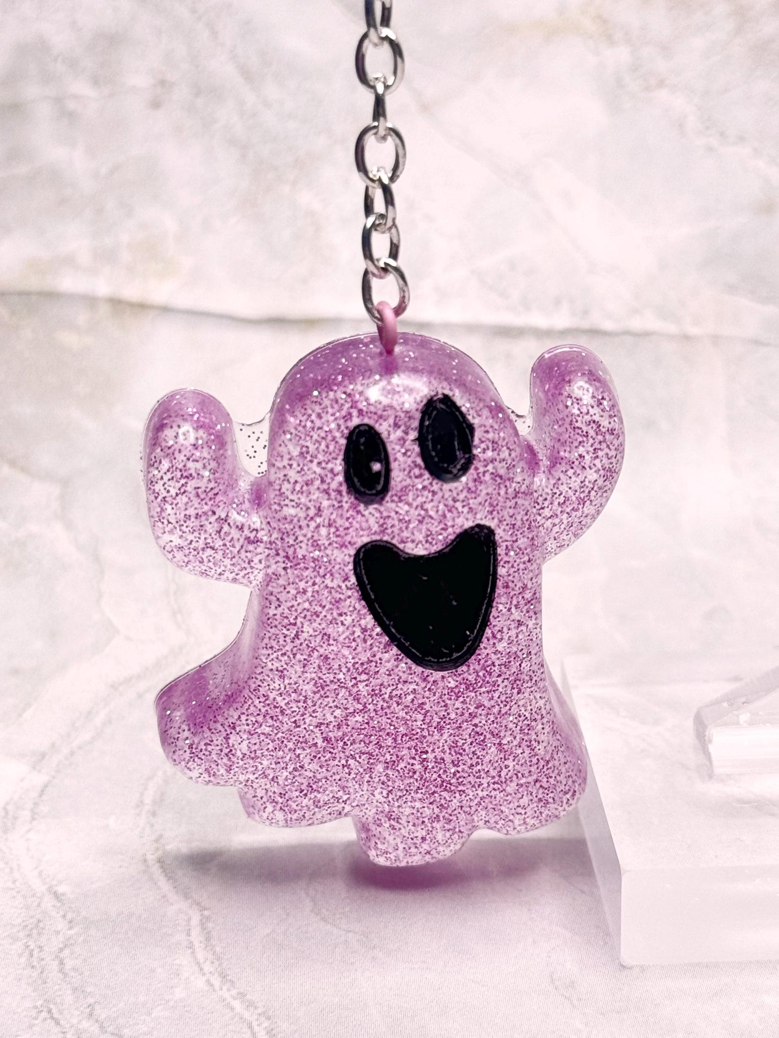 Pastel Pink Ghost Keychains Spooky Halloween Purse Accessory Glitter ...